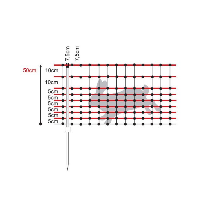 Rabbit netting, electric fence, 50 m, h 50 cm - Ukal
